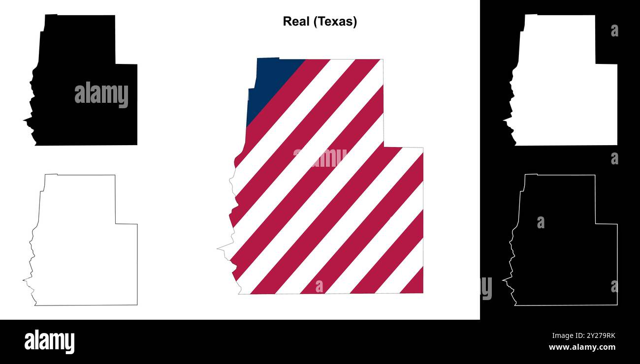 Real County (Texas) outline map set Stock Vector Image & Art - Alamy