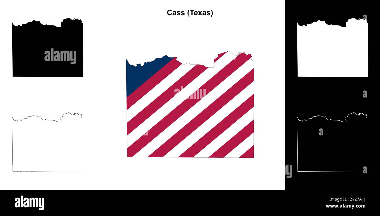 Cass County Texas Outline Map Set Stock Vector Image And Art Alamy