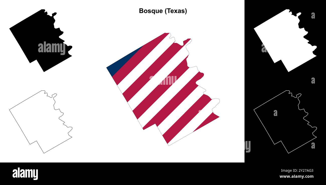 Bosque County (Texas) outline map set Stock Vector Image & Art - Alamy