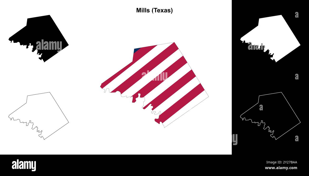 Mills County (Texas) outline map set Stock Vector Image & Art - Alamy