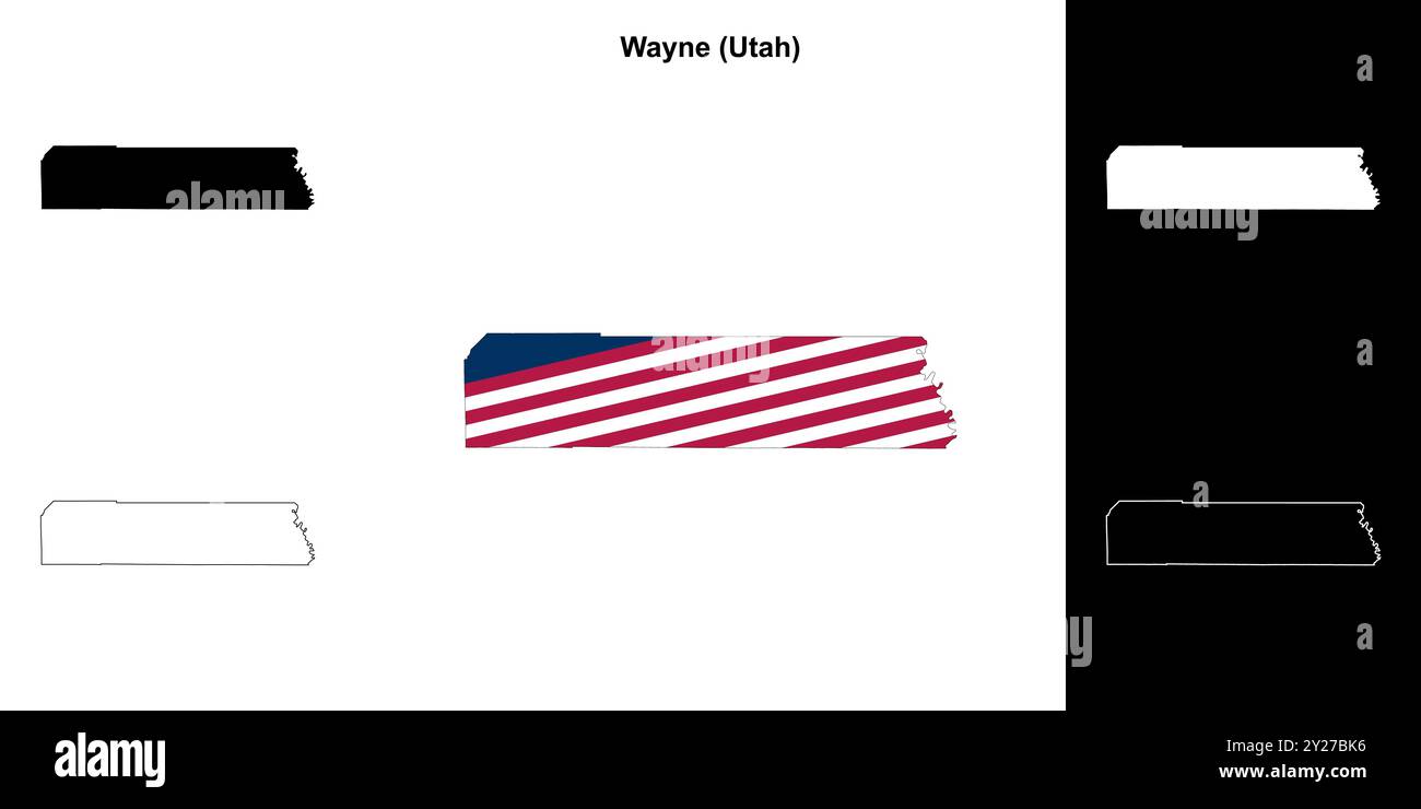 Wayne County (Utah) outline map set Stock Vector Image & Art - Alamy