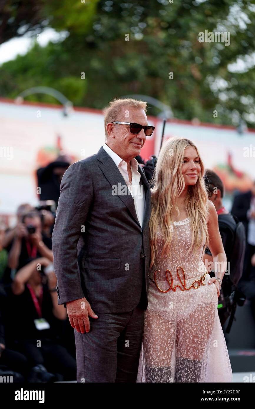 VENICE, ITALY - SEPTEMBER 07: Kevin Costner and Sienna Miller attend ...