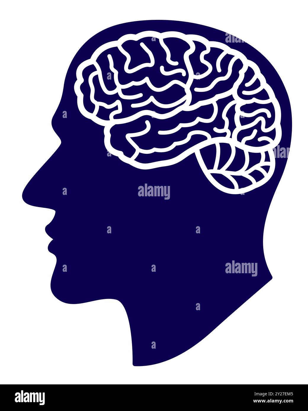 Abstract silhouette human head with brain side view Stock Vector Image & Art - Alamy