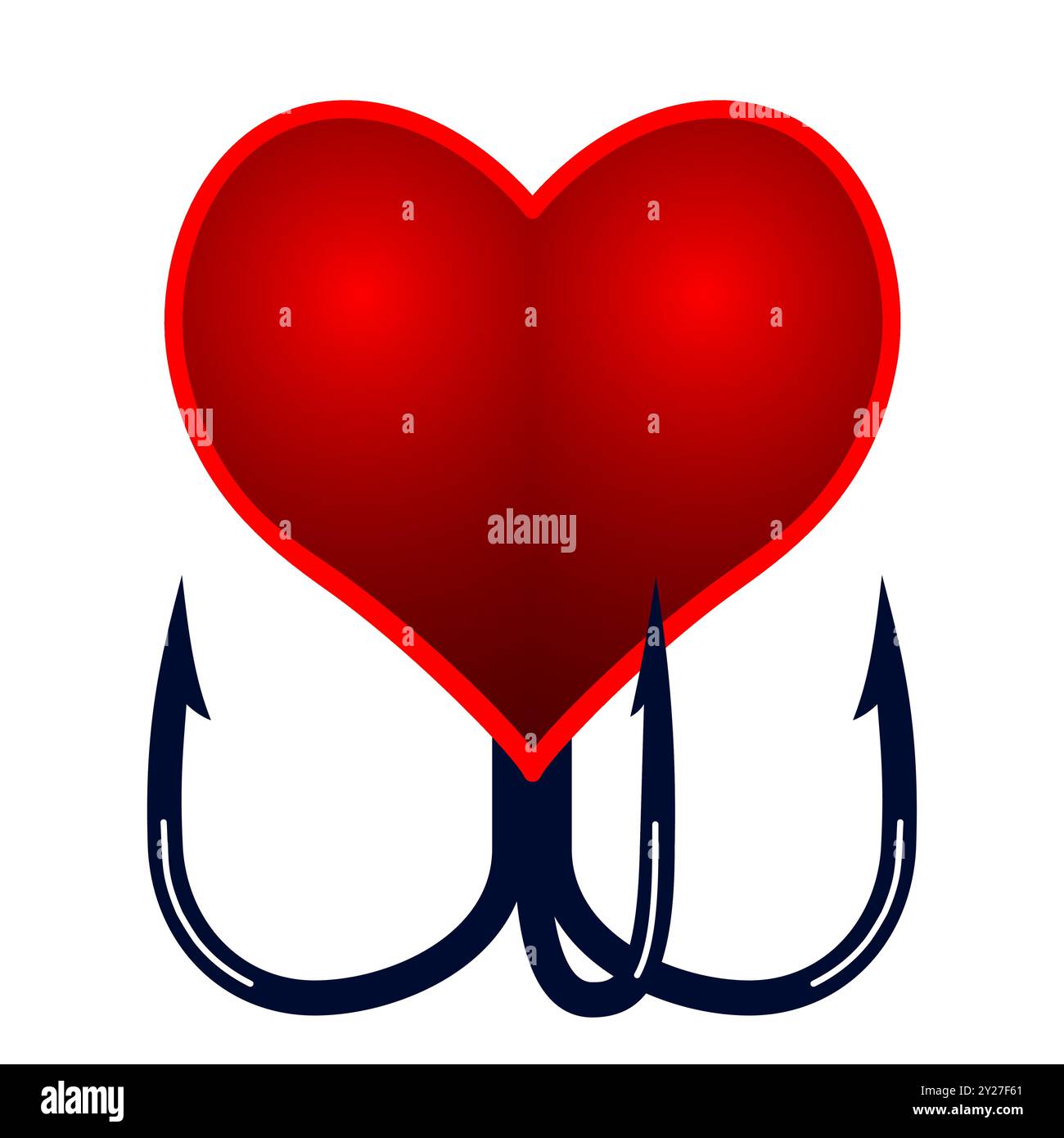 Illustration of a triple fishing hook with red heart Stock Vector Image ...