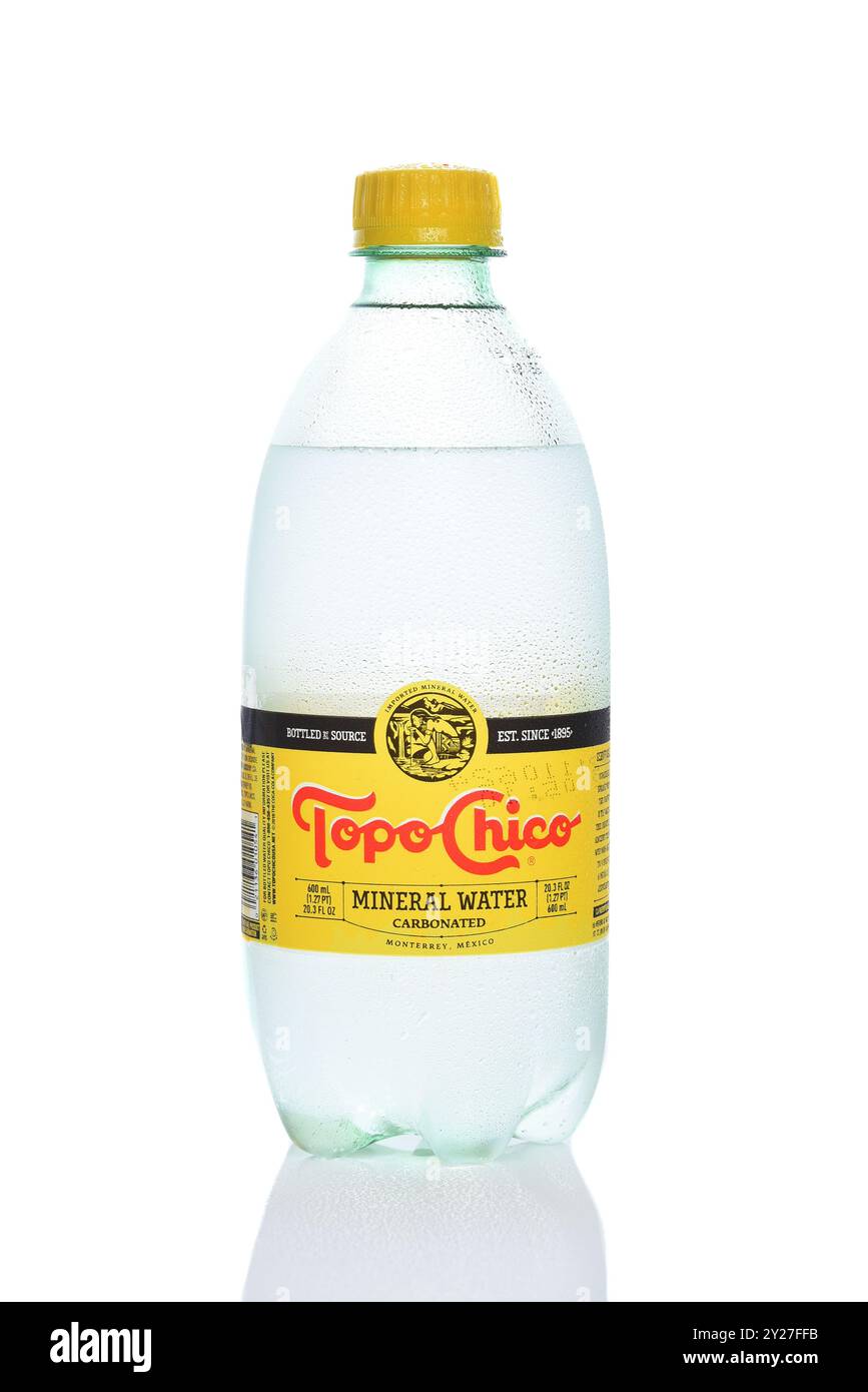 IRVINE, CALIFORNIA - 6 SEPT 2024: A bottle of Topo Chico Mineral Water ...