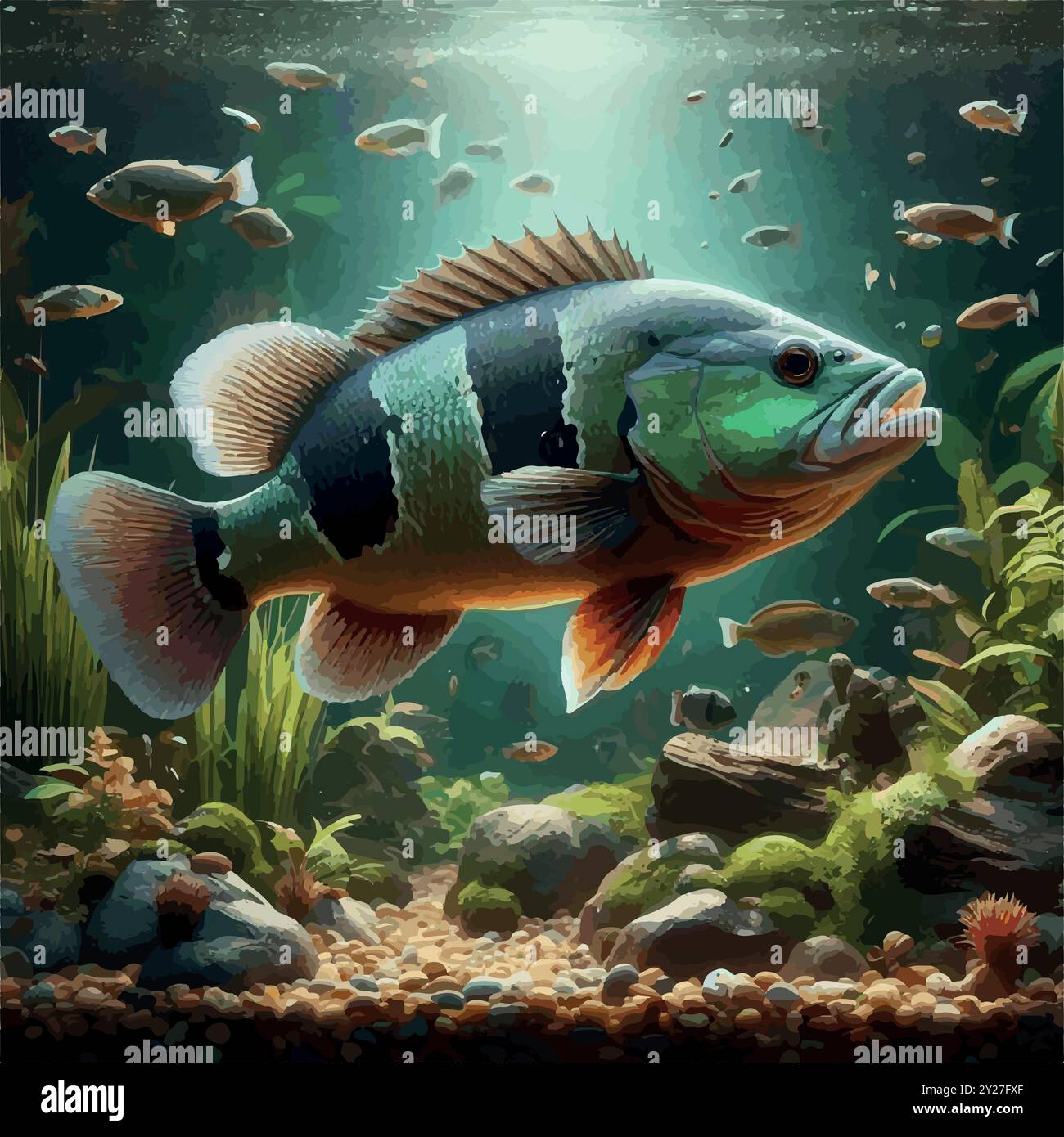 Largemouth bass underwater bass fishing Stock Vector Images - Alamy
