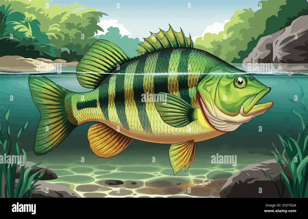 A Closer Look at the Peacock Bass Fish in Its Natural Habitat Stock ...