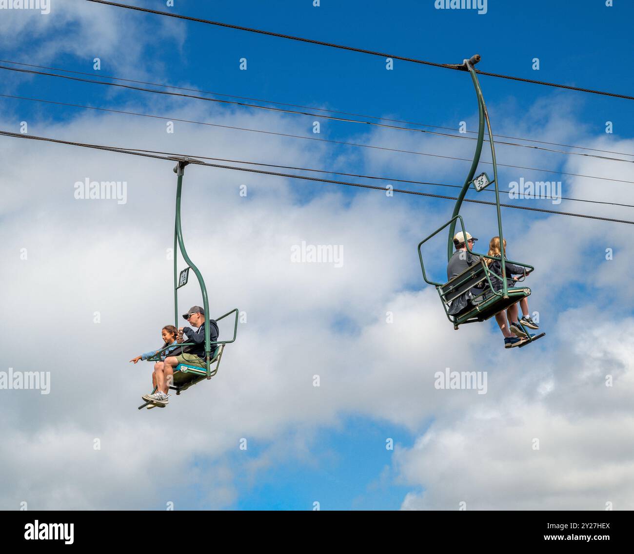 Chairlift at the The Needles Landmark Attraction, near Alum Bay, Isle ...
