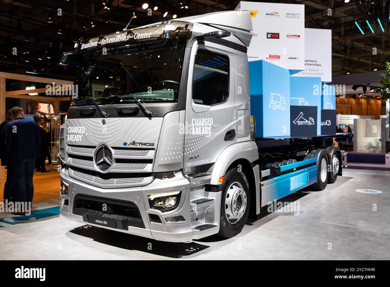 Mercedes-Benz eActros 300 electric truck at the Hannover IAA Transportation Motor Show. Germany ...