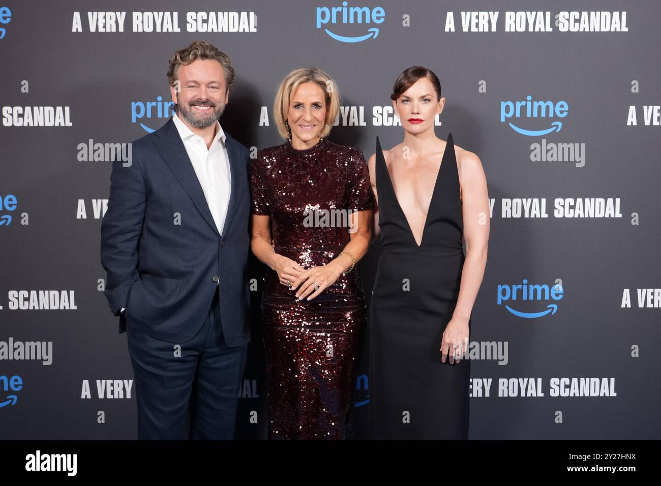(left-right) Michael Sheen, Emily Maitlis and Ruth Wilson attending the ...
