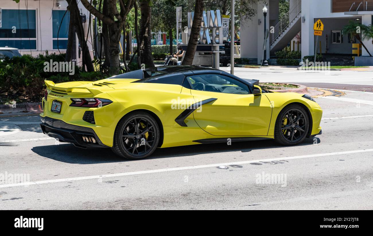 Miami Beach, Florida USA - June 9, 2024: Chevy Corvette 3LT at ocean ...