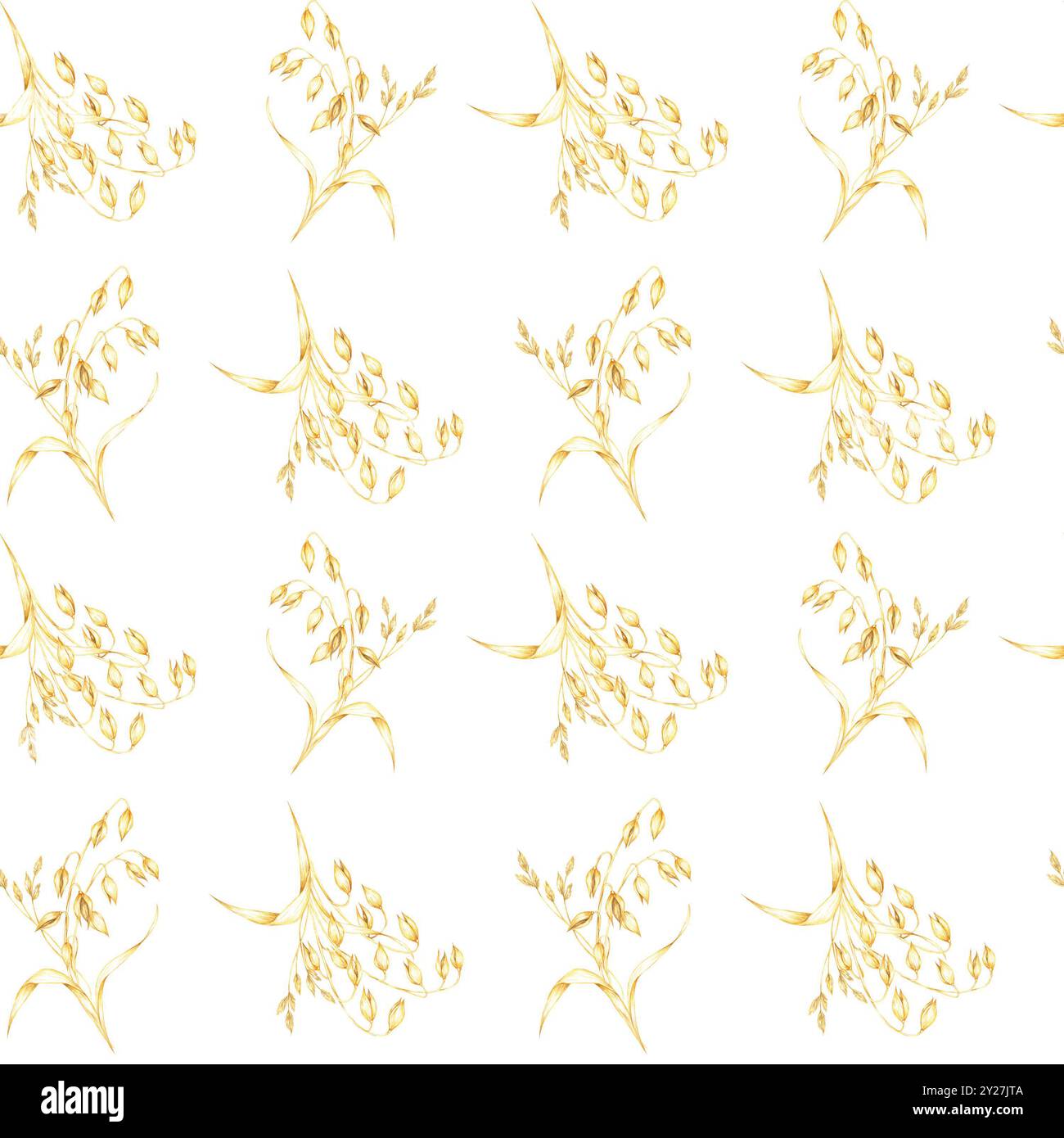 Oats stalks seamless pattern. Golden oats bouquets. Avena sativa ...