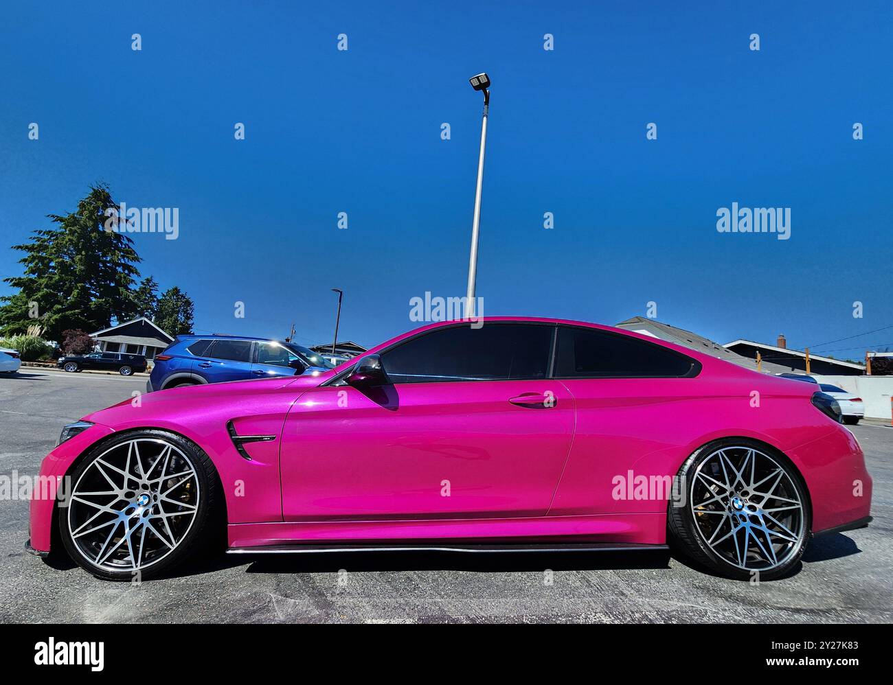Seattle, WA, USA -July 19, 2024 : BMW F82 M4 Competition pink color ...