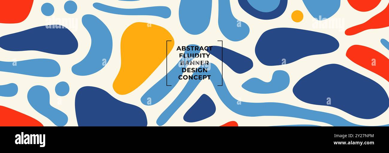 Minimalist abstract doodle horizontal banner with geometric shapes and ...