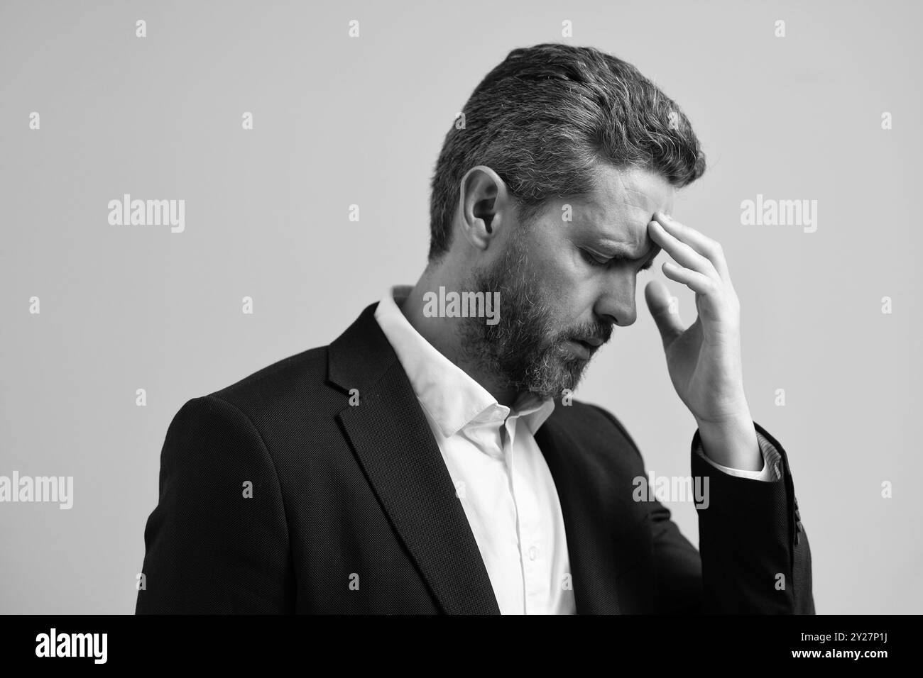 Businessman feel stressed. Stressful businessman. Overworked man ...