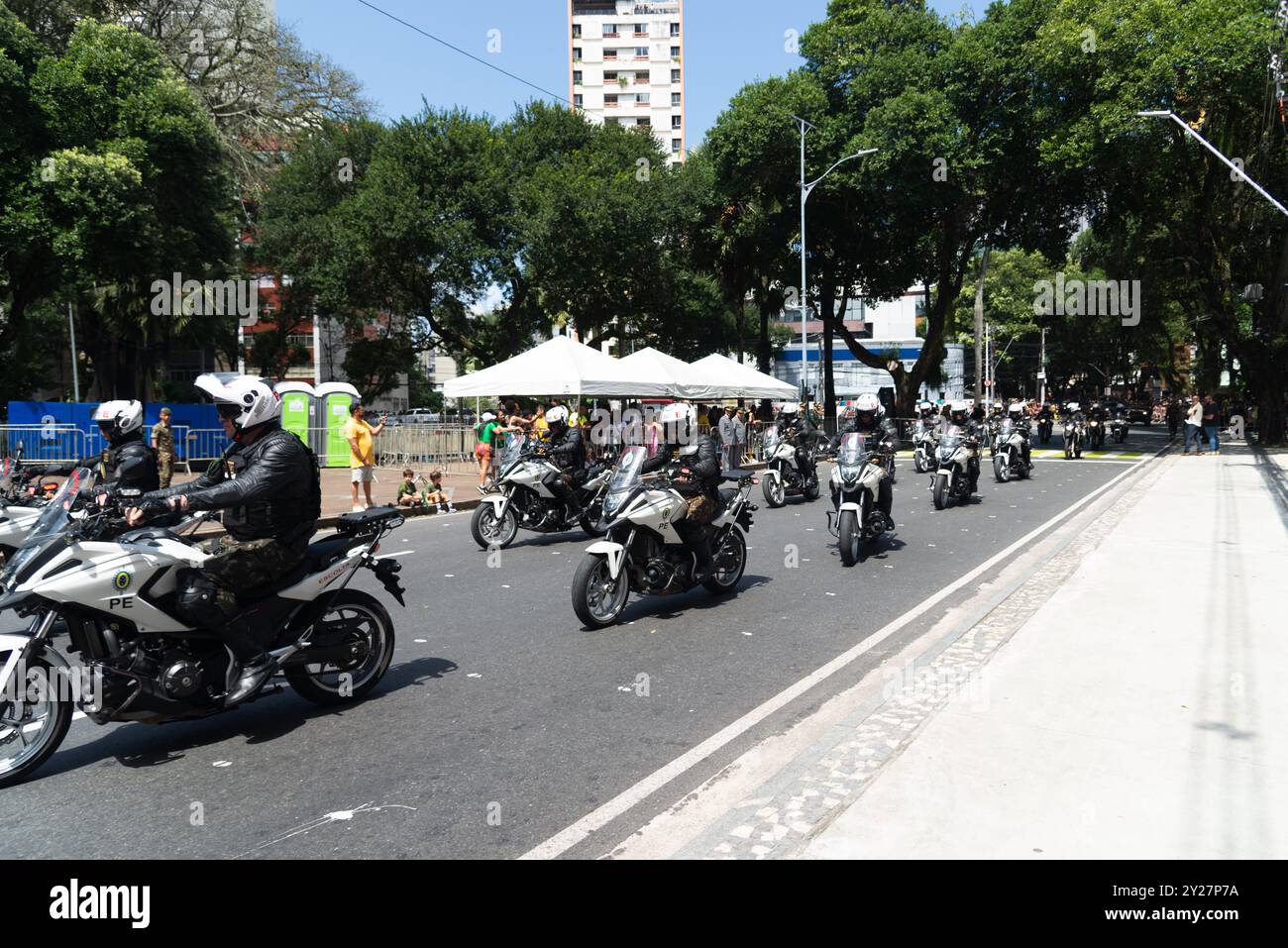Salvador, Bahia, Brazil - September 07, 2024: Military motorcycle ...