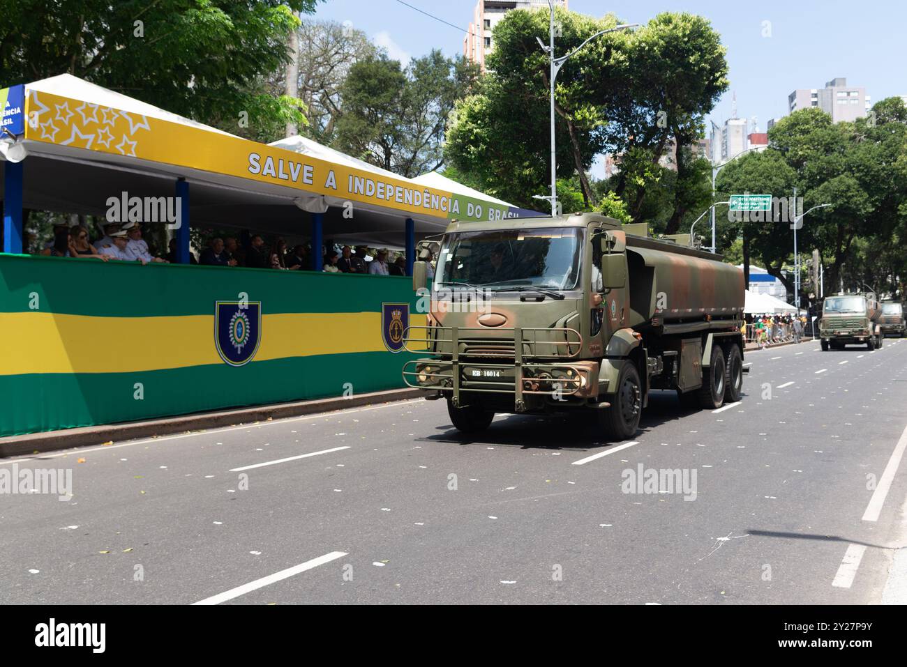 Salvador, Bahia, Brazil - September 07, 2024: An army tank truck is ...