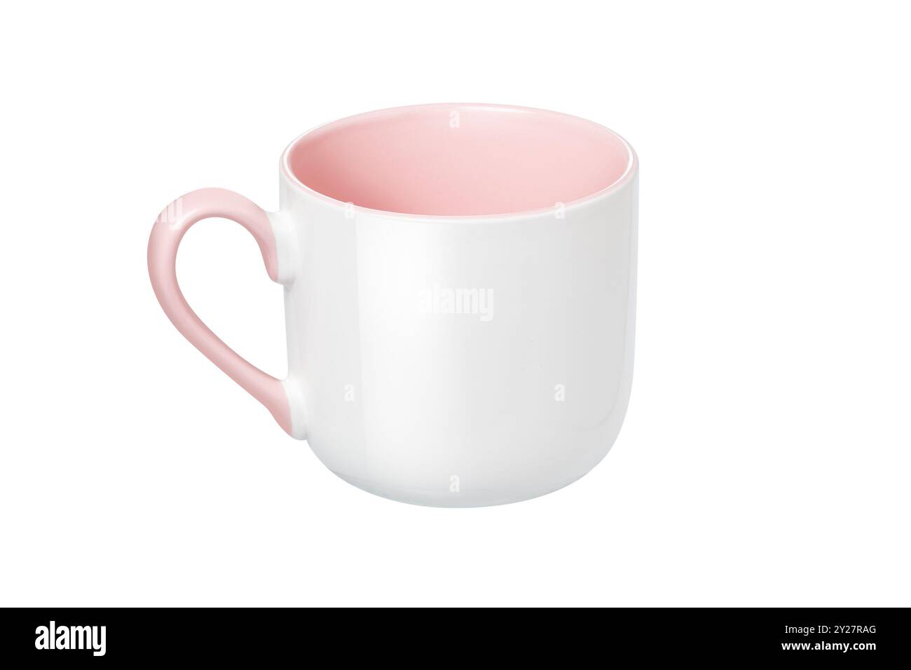Clean light pink cup isolated on white background. With clipping path ...