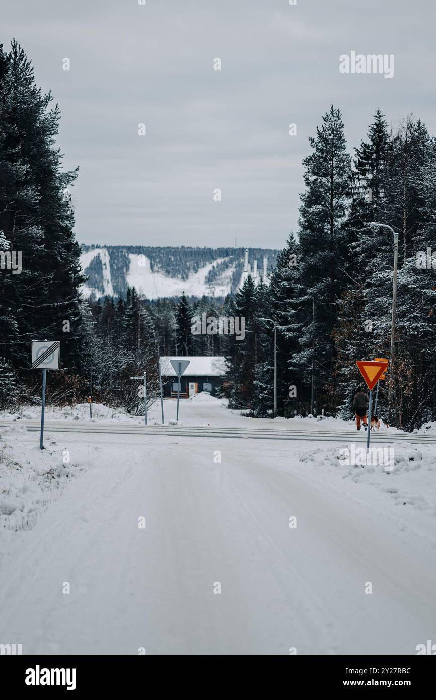 View of Ounasvaara ski resort from Syvasenvaara in Rovaniemi, Lapland ...