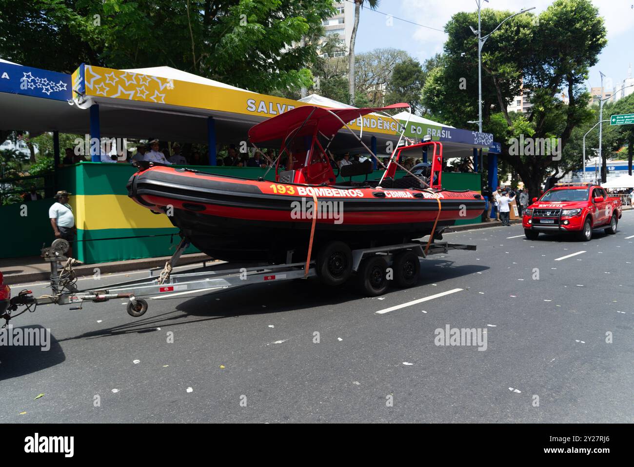 Salvador, Bahia, Brazil - September 07, 2024: View of a fire brigade ...