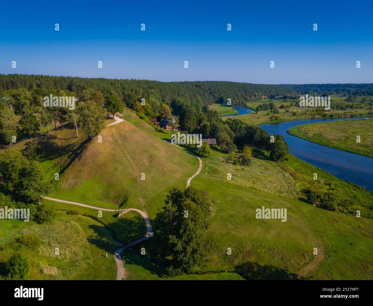 Merkine mound on the bank of Nemunas and Merkys river in Lithuania ...
