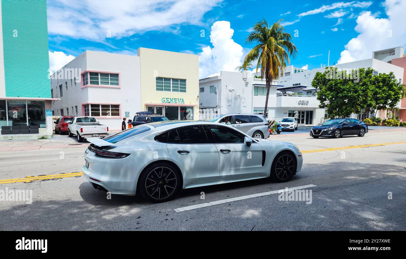 Miami Beach, Florida USA - June 8, 2024: 2023 Porsche Panamera 4 ...
