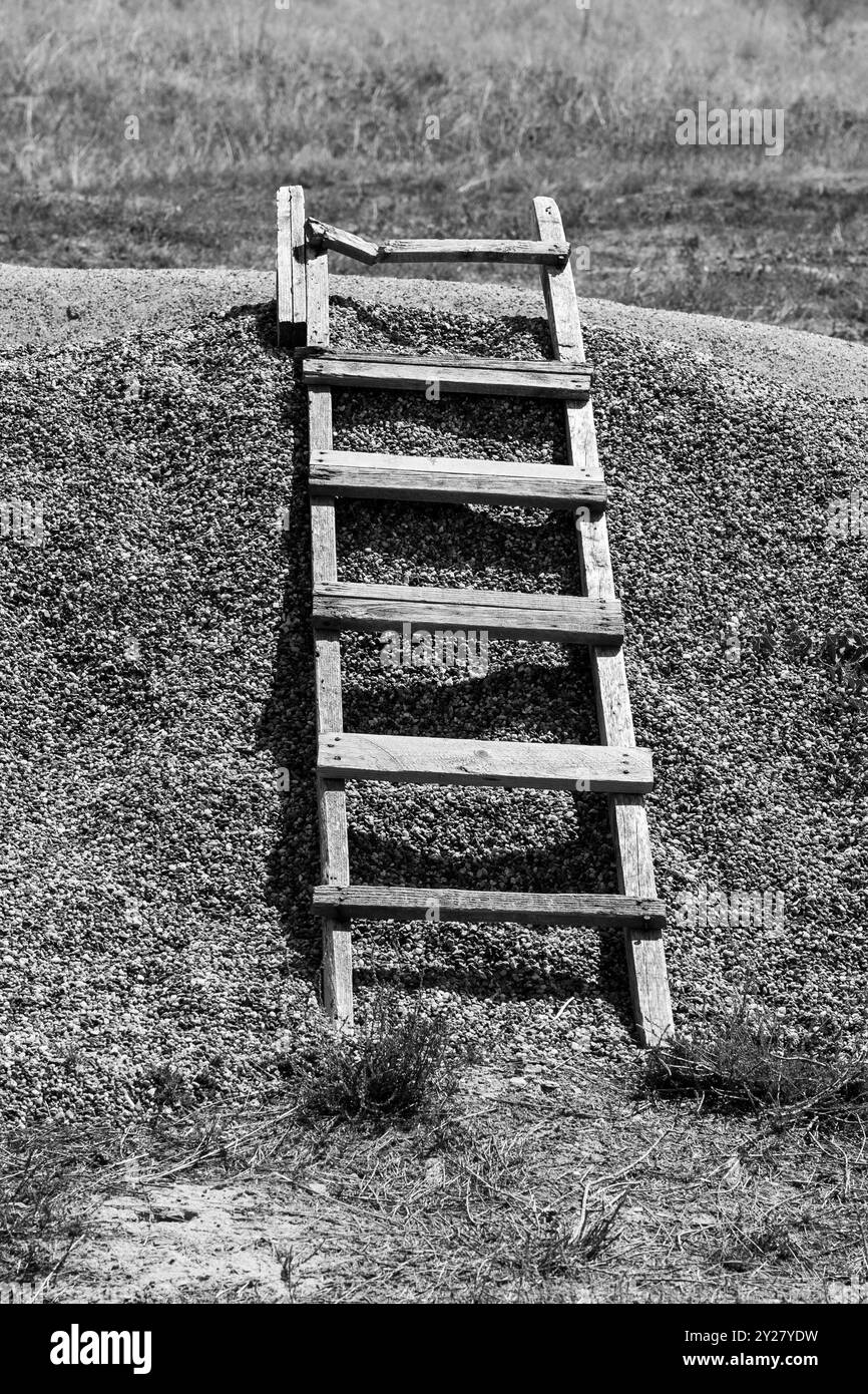 Old Wooden Ladders in the Sand: Light and Shadow on a Sunny Day Stock ...