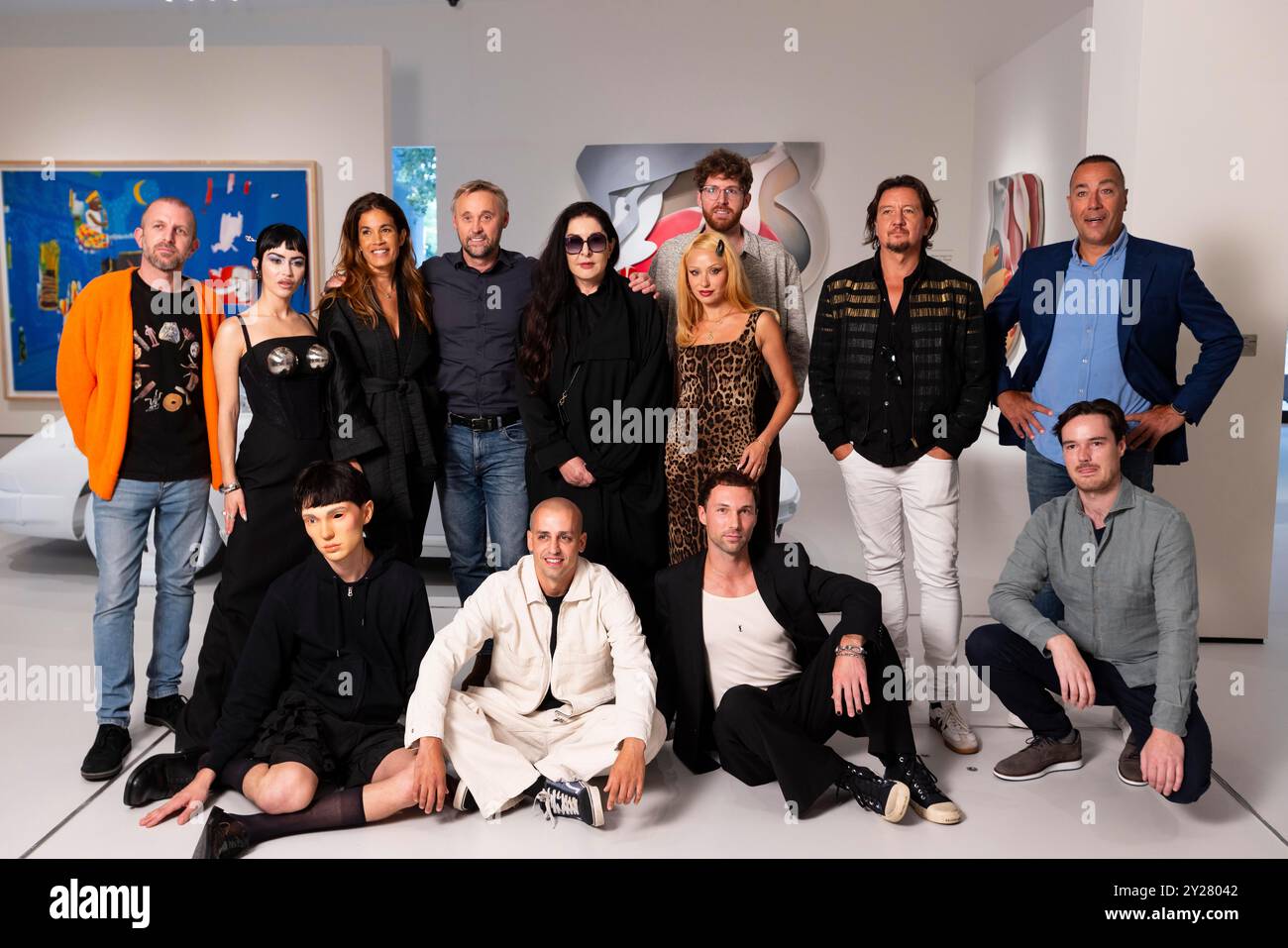 EDITORIAL USE ONLY Artists visit Moco Museum to view their work on display at the new London ...