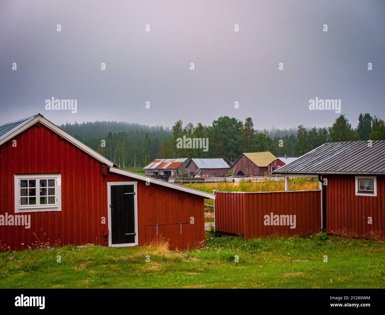 Traditional Swedish houses in Norrfjarden, Nordmaling, Sweden Stock ...