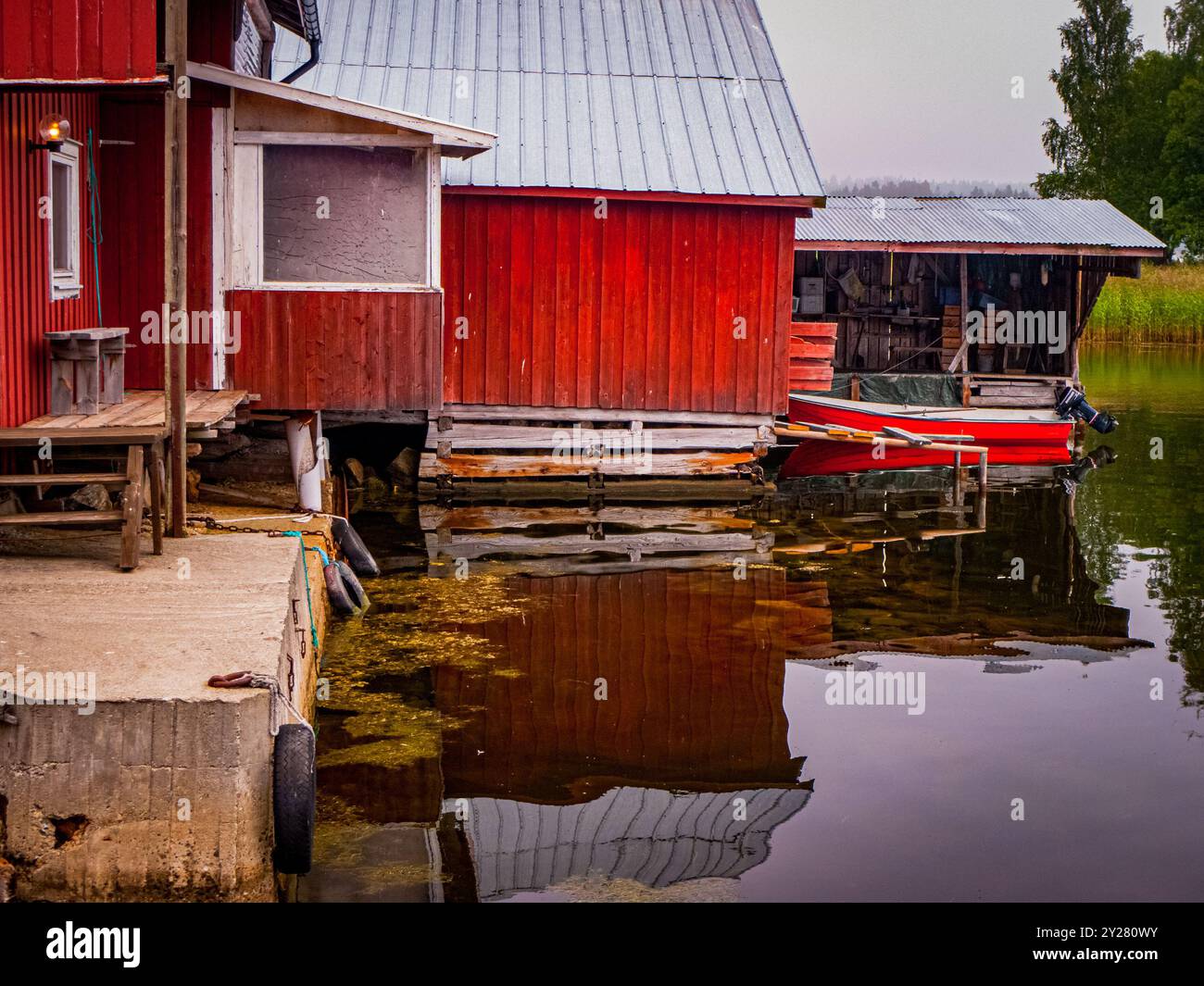 Traditional houses at Bottenviken sea in Norrfjarden, Nordmaling ...