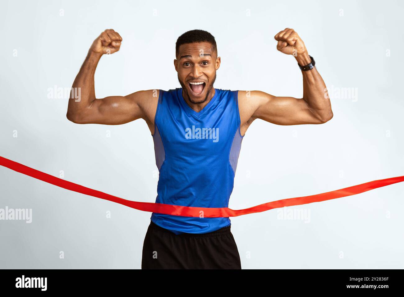 Finish line ribbon breaking hi-res stock photography and images - Alamy
