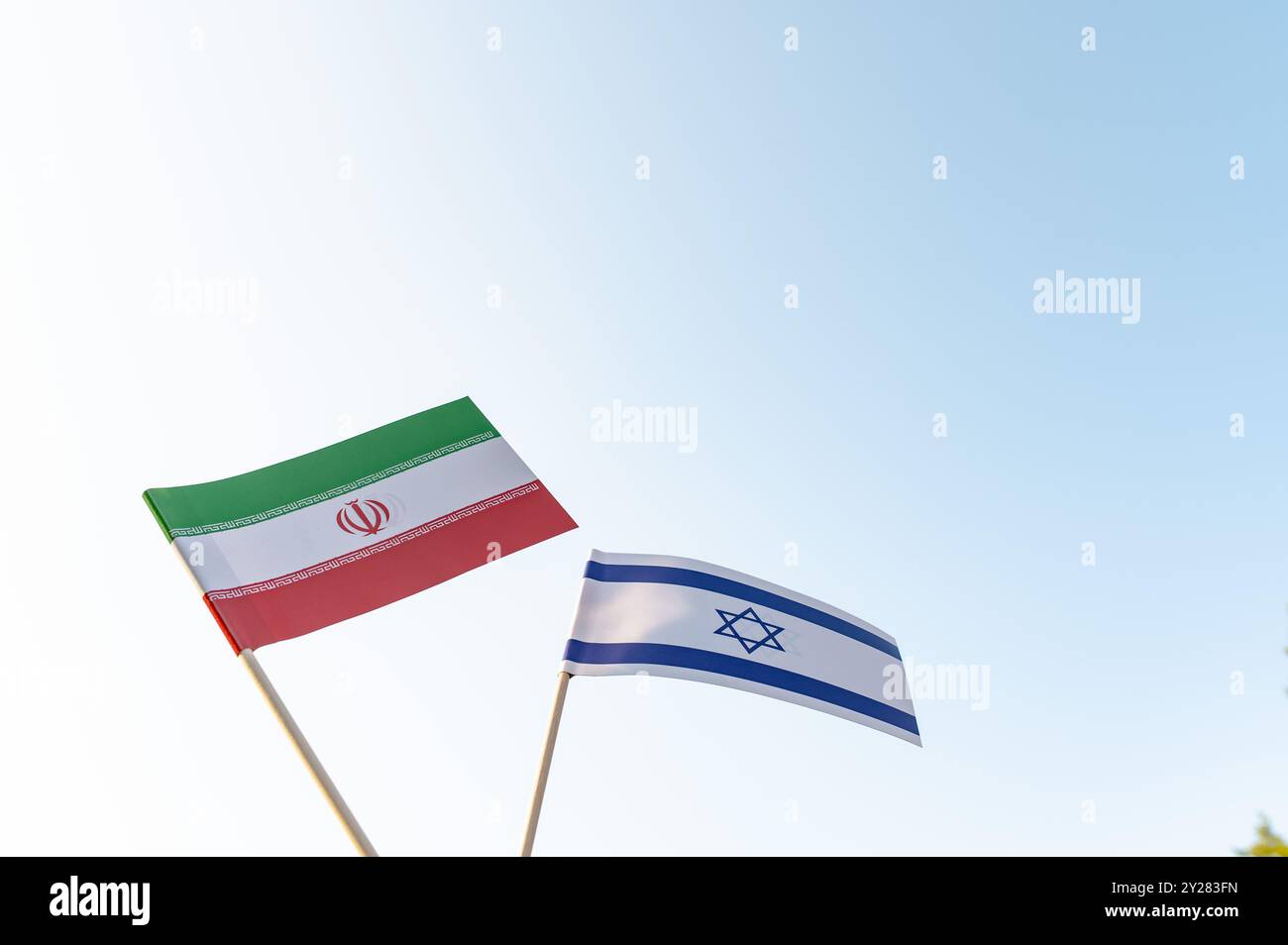 Flags of Israel and Iran, conflict between countries Stock Photo - Alamy