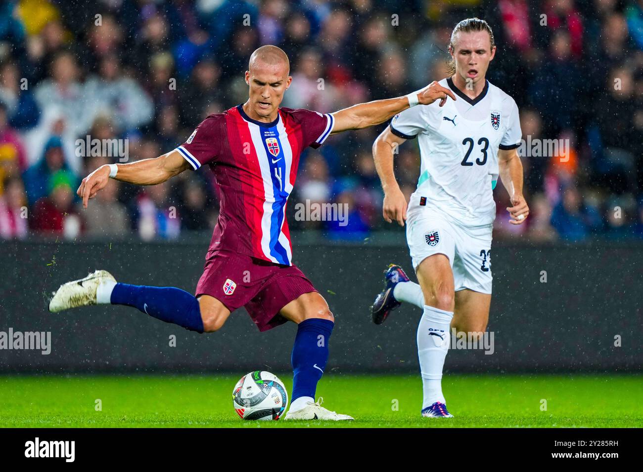 Oslo 20240909. Norway's Leo Skiri Østigård during the Nations League ...
