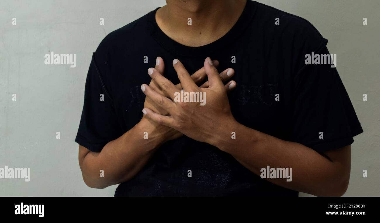 Trust me, i can give you support young man studying sign language Stock ...