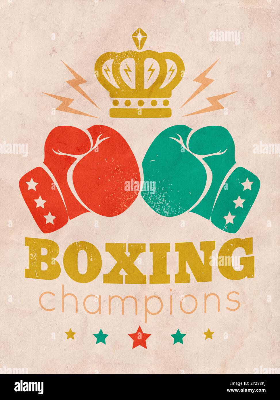 Vintage poster for boxing in retro style. Retro poster of boxing gloves ...