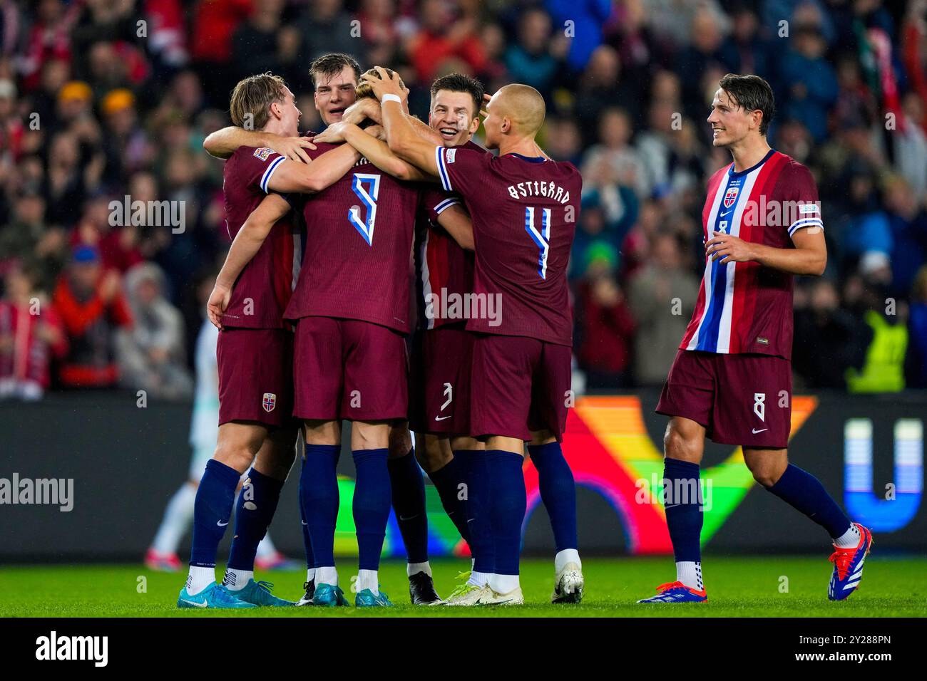 Oslo 20240909. Norway celebrates during the Nations League soccer match ...