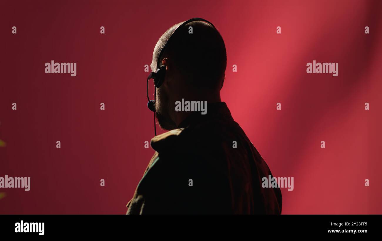 Military dispatcher providing informations for troops on war front ...