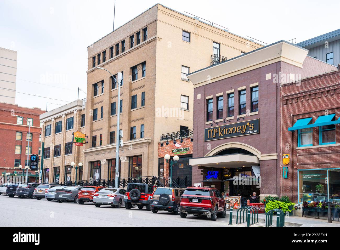 Street scene from historic Haymarket district in Lincoln Nebraska Stock ...