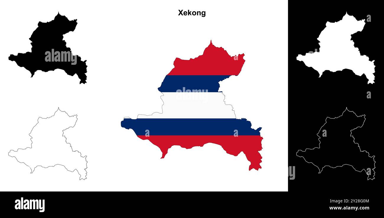 Xekong province outline map set Stock Vector Image & Art - Alamy