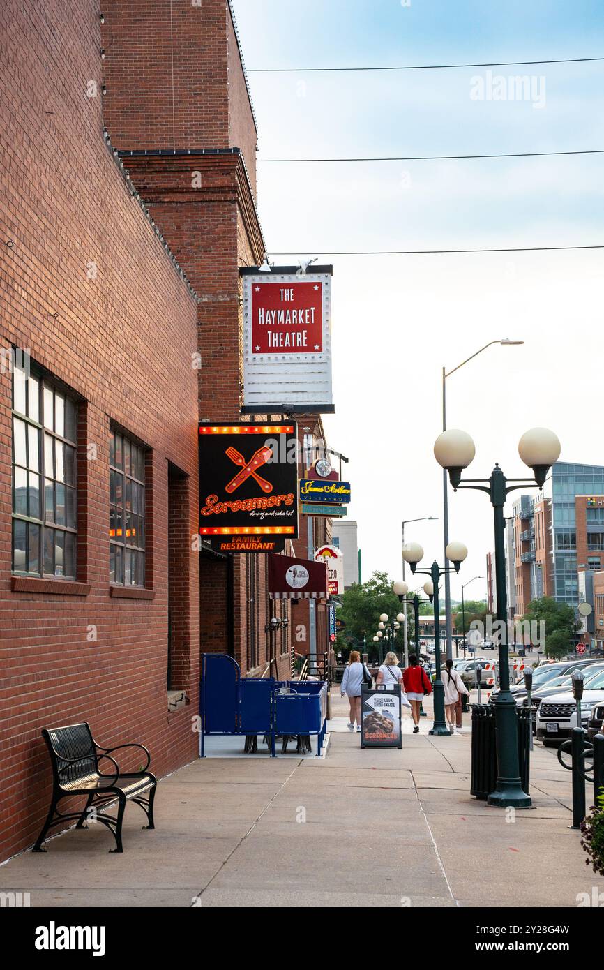Street scene from historic Haymarket district in Lincoln Nebraska Stock ...