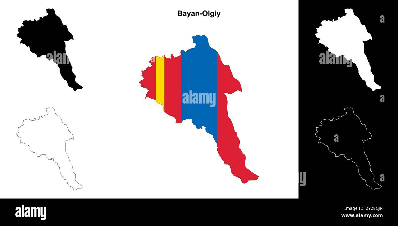 Bayan olgiy vector outline map hi-res stock photography and images - Alamy