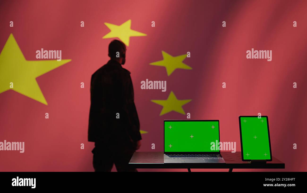 Chinese air defense division personnel monitors incoming enemy aerial ...