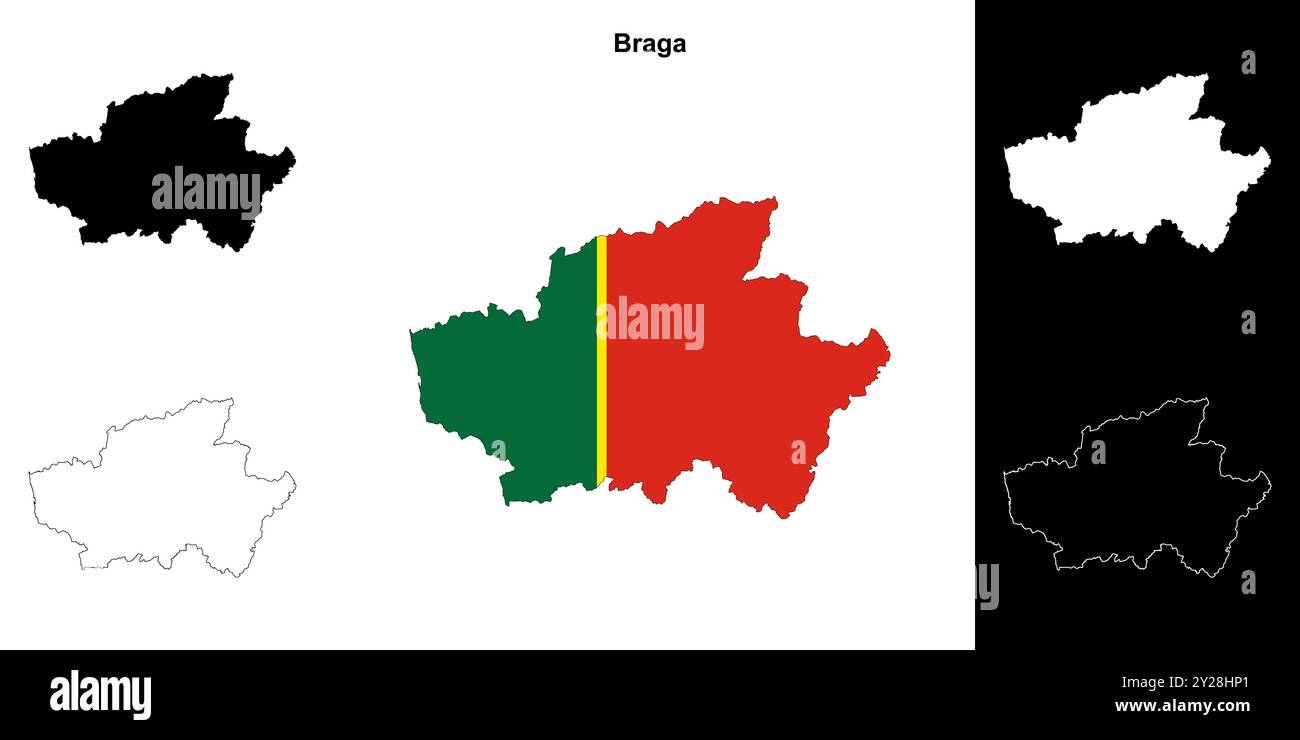 Braga district outline map set Stock Vector Image & Art - Alamy