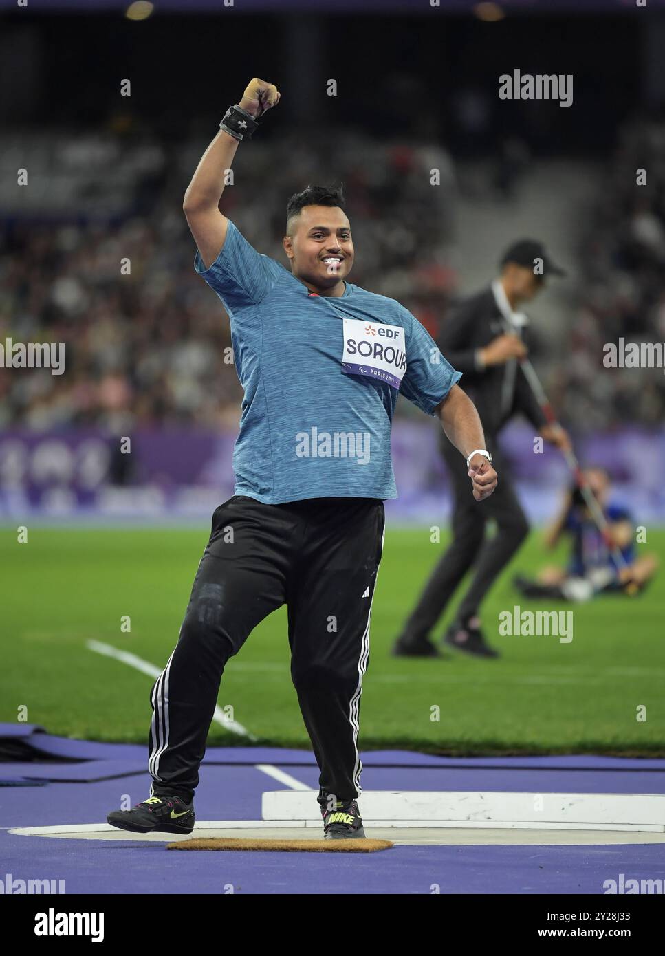 Faisal Sorour of Kuwait competing in the men F63 shot put final at the ...