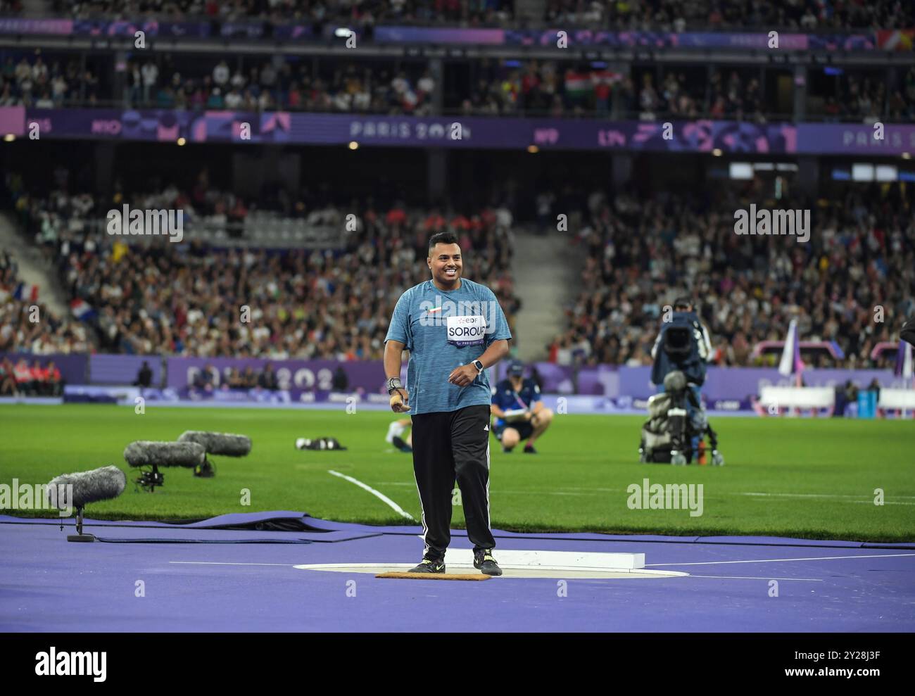 Faisal Sorour of Kuwait competing in the men F63 shot put final at the ...