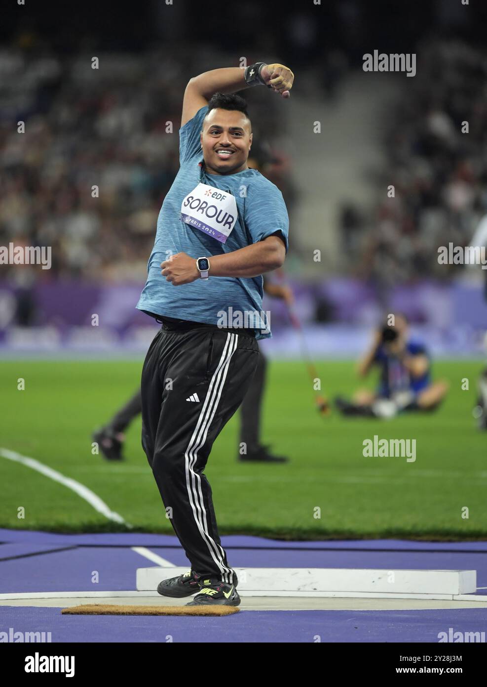 Faisal Sorour of Kuwait competing in the men F63 shot put final at the ...