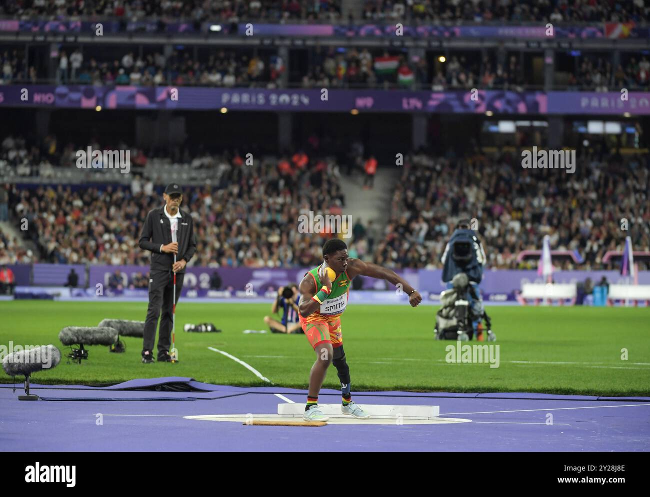 Tyler Smith of Grenada competing in the men F63 shot put final at the ...