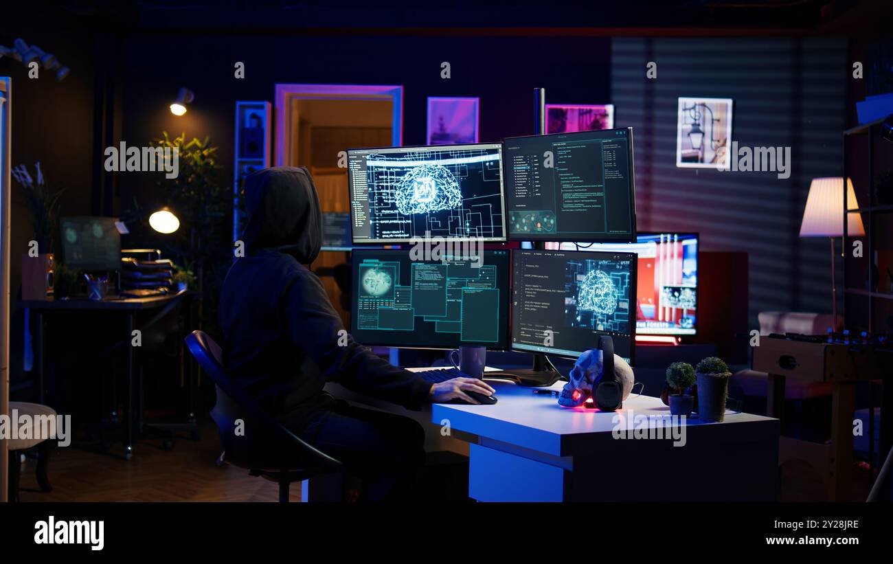 Hacker running artificial intelligence spyware software designed to ...