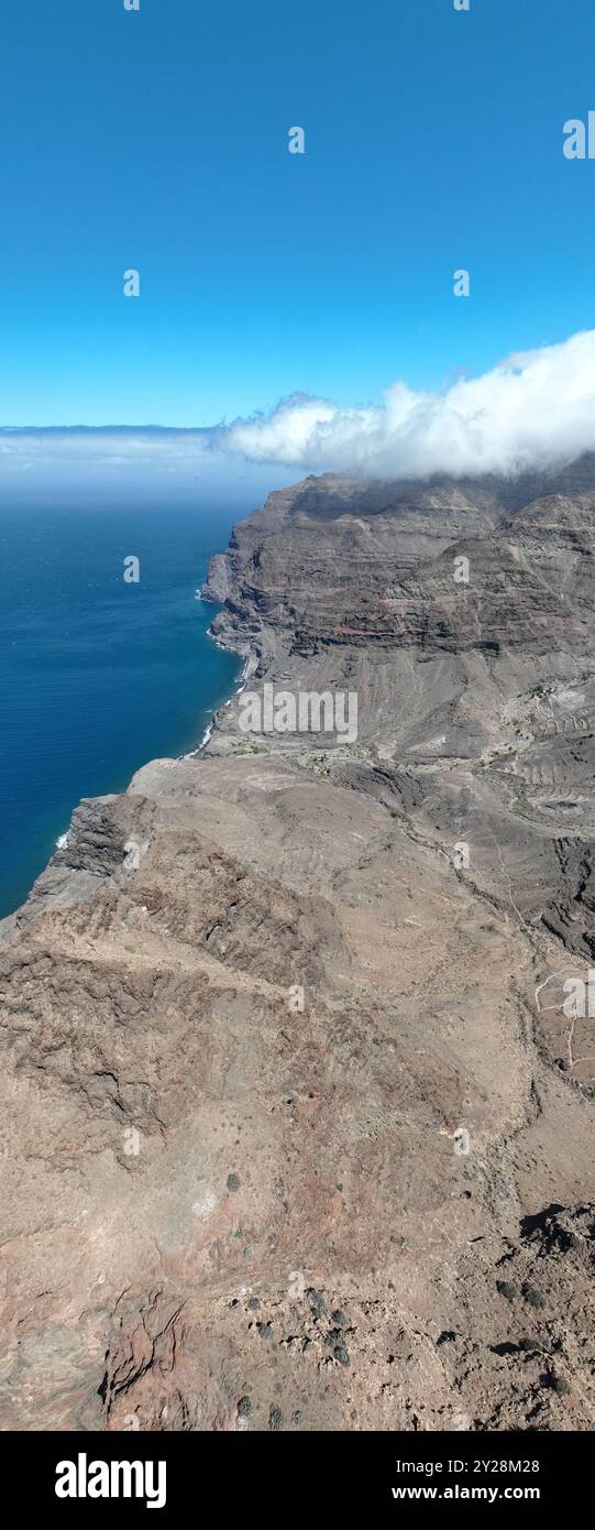 Aerial view of the trail through the mountains to Guigui beach ...