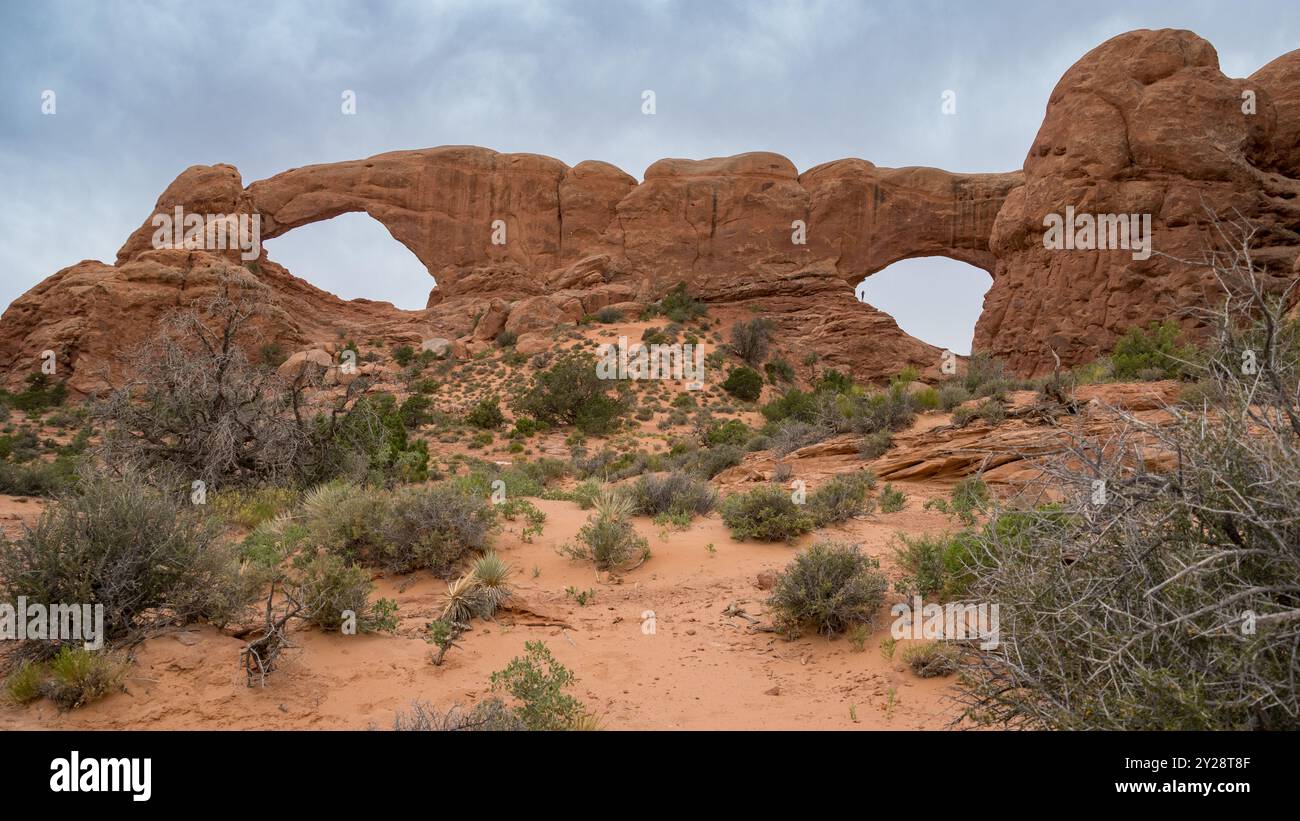 Double Arch from Primitive Trail, Arches NP, UT Stock Photo - Alamy